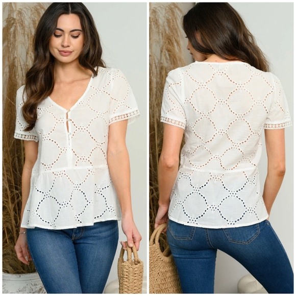 entro | Tops | Last Entro Feminine Vintage Boho Chic White Eyelet Top ...